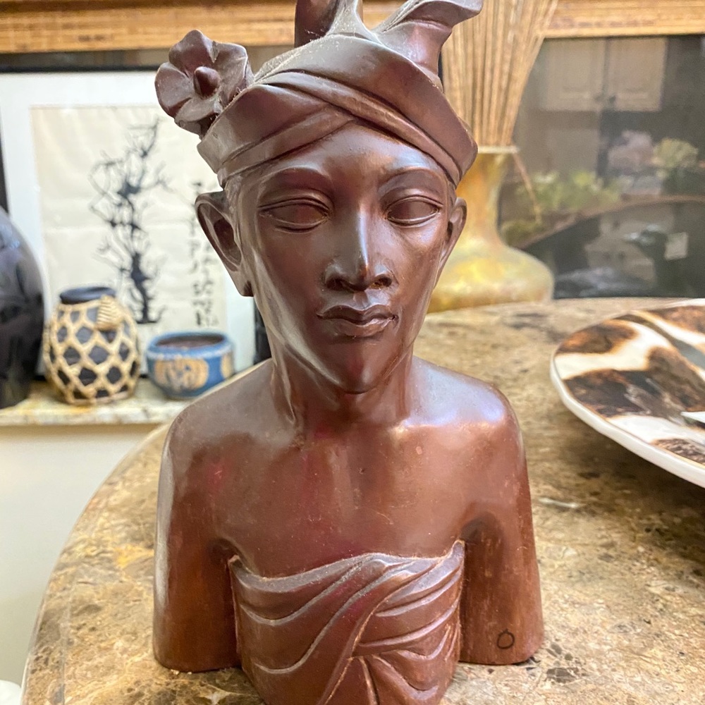 Art Sculpture From Bali,Carved Wooden Head - Gem